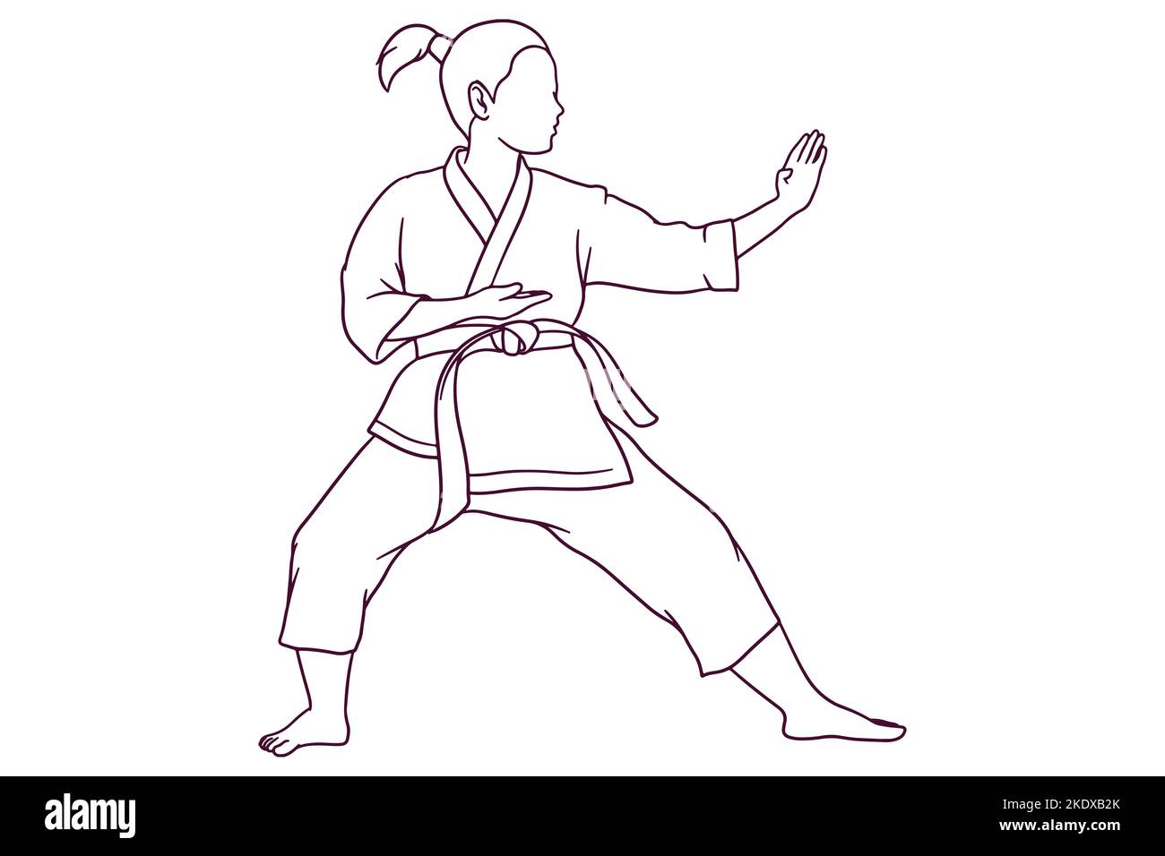 hand drawn female karate fighters illustration Stock Vector Image & Art ...