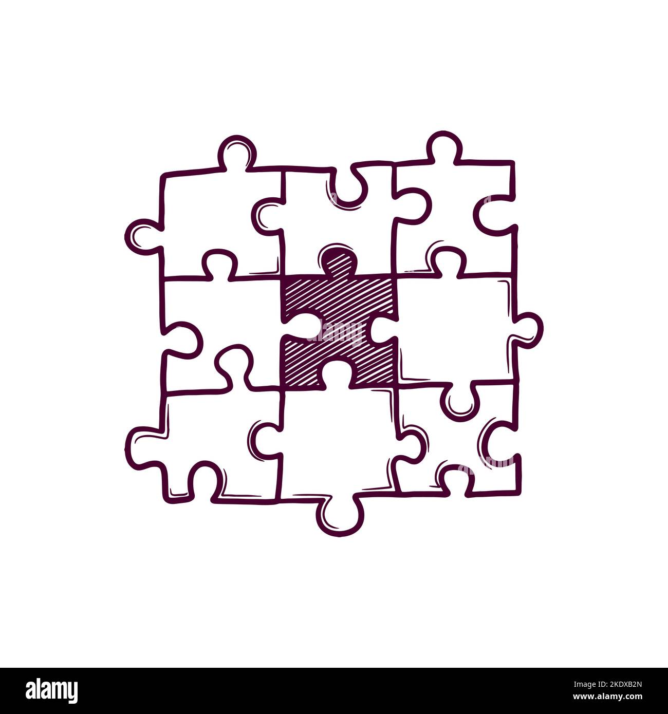 jigsaw puzzle hand drawn doodle illustration Stock Vector Image & Art ...