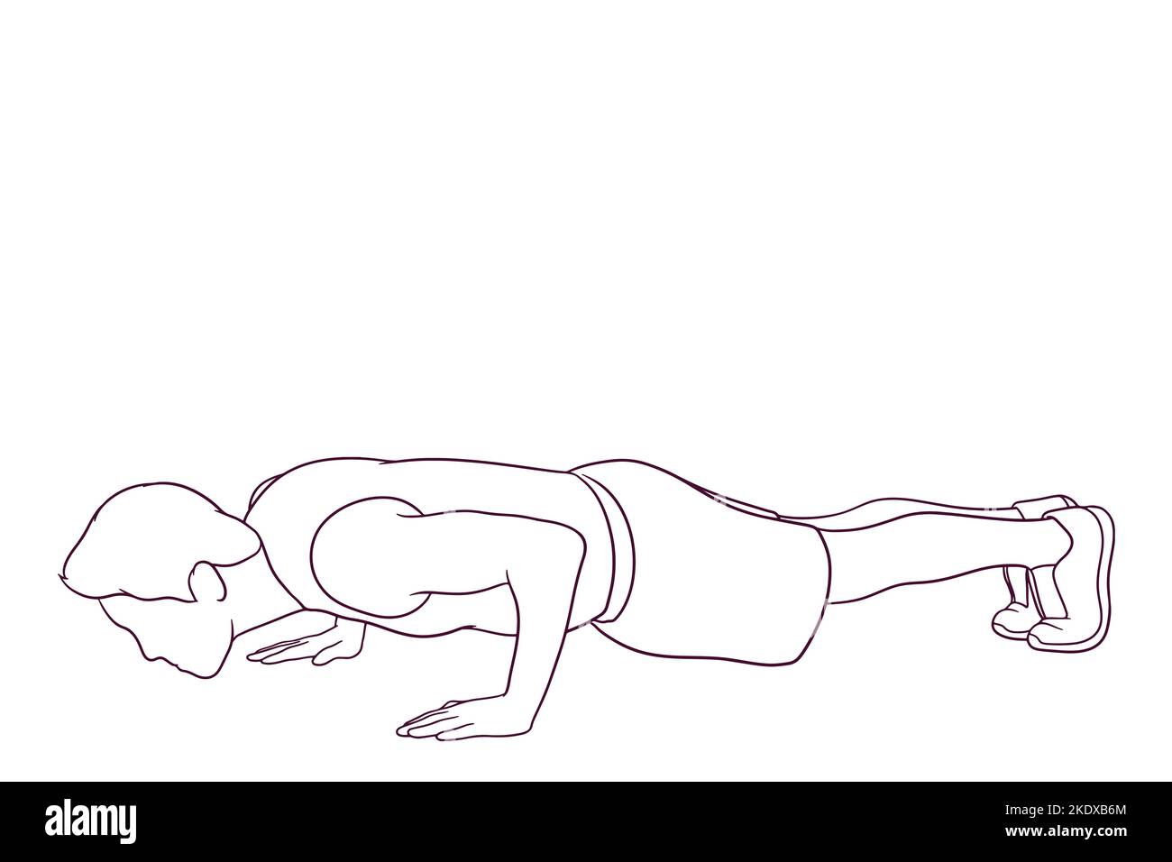 young athletic man doing push ups. hand drawn style vector illustration ...