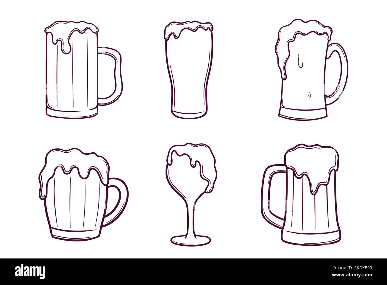 set of hand drawn beer glasses doodle illustration Stock Vector Image ...