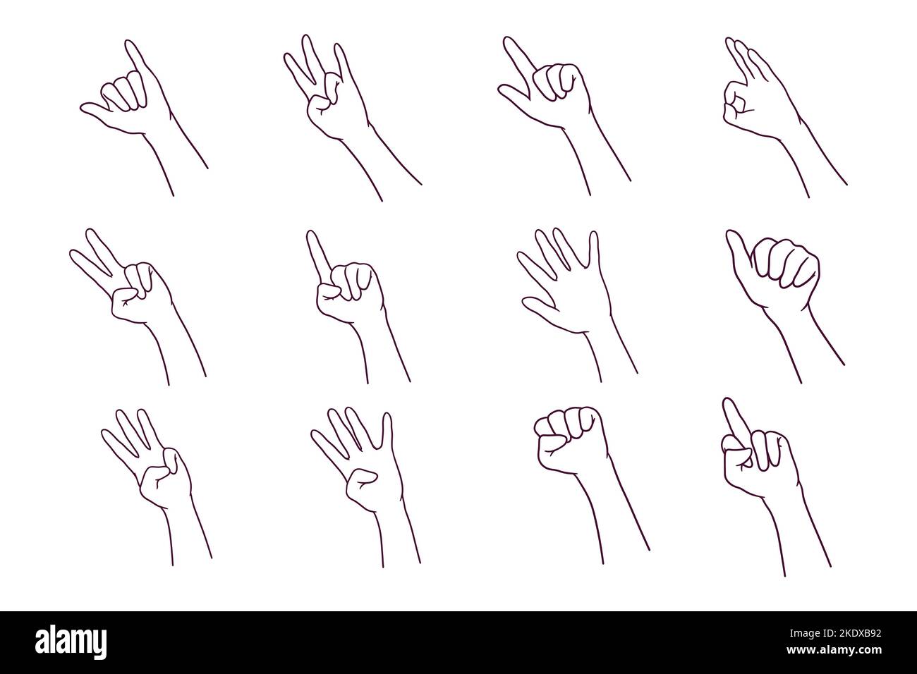 hand drawn inside of hand gesture illustration, finger gesture Stock ...
