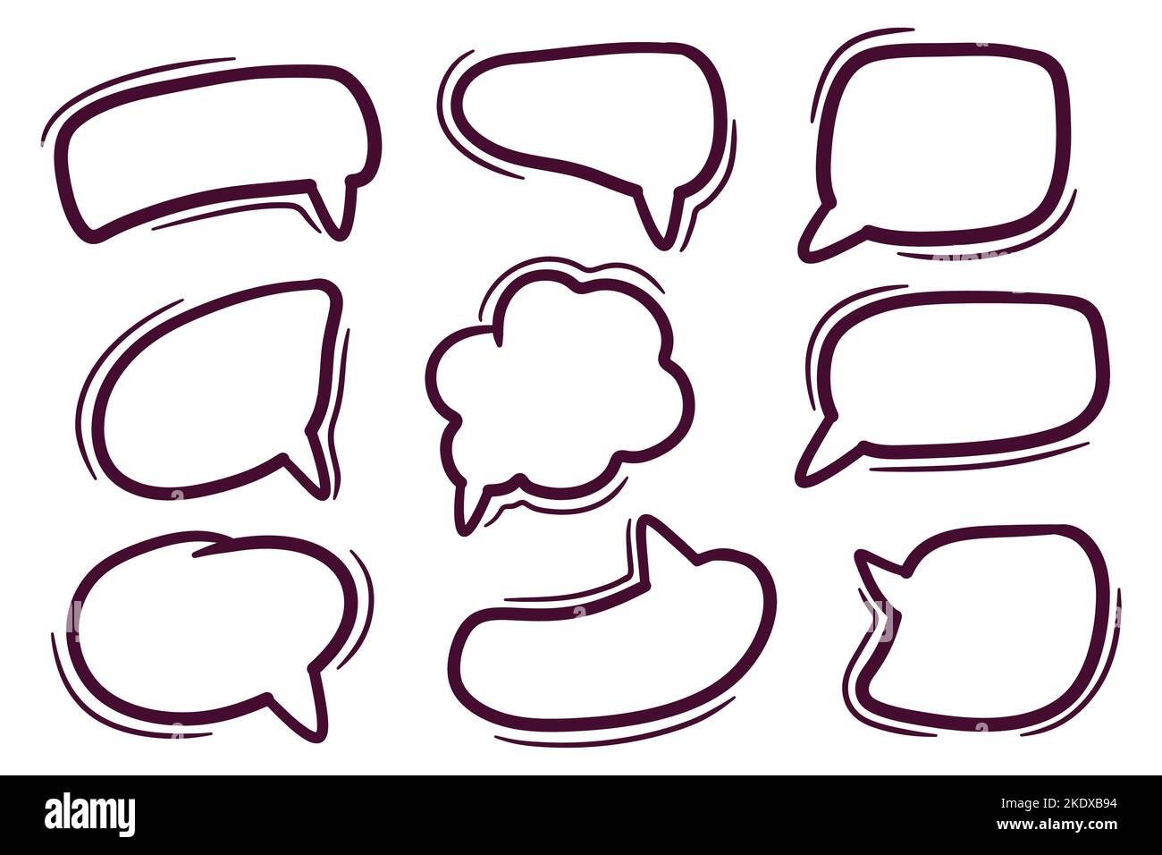 Set of hand drawn speech bubbles doodle illustration Stock Vector Image ...