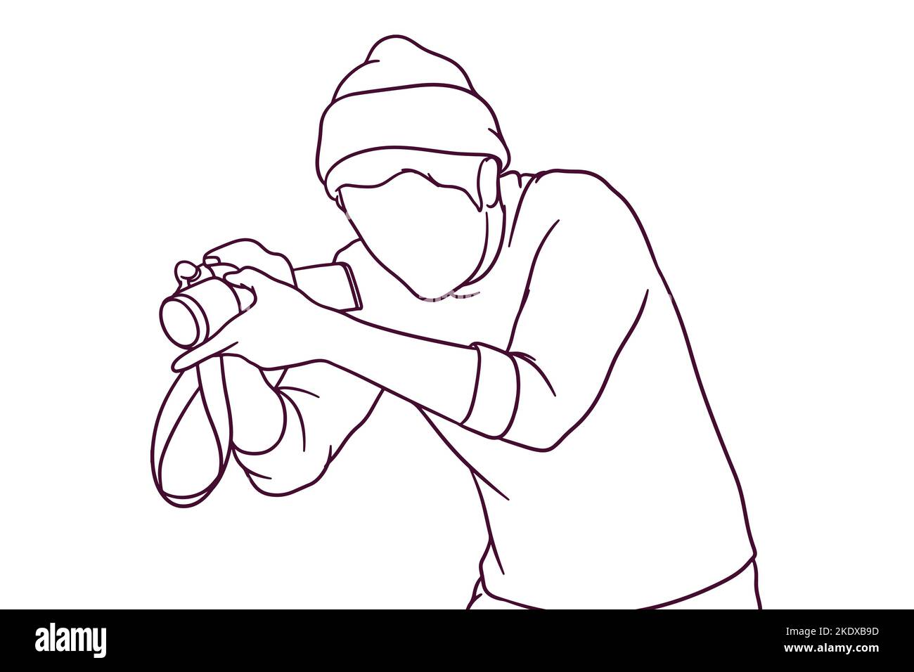 hand drawn male photographers taking photos illustration Stock Vector ...