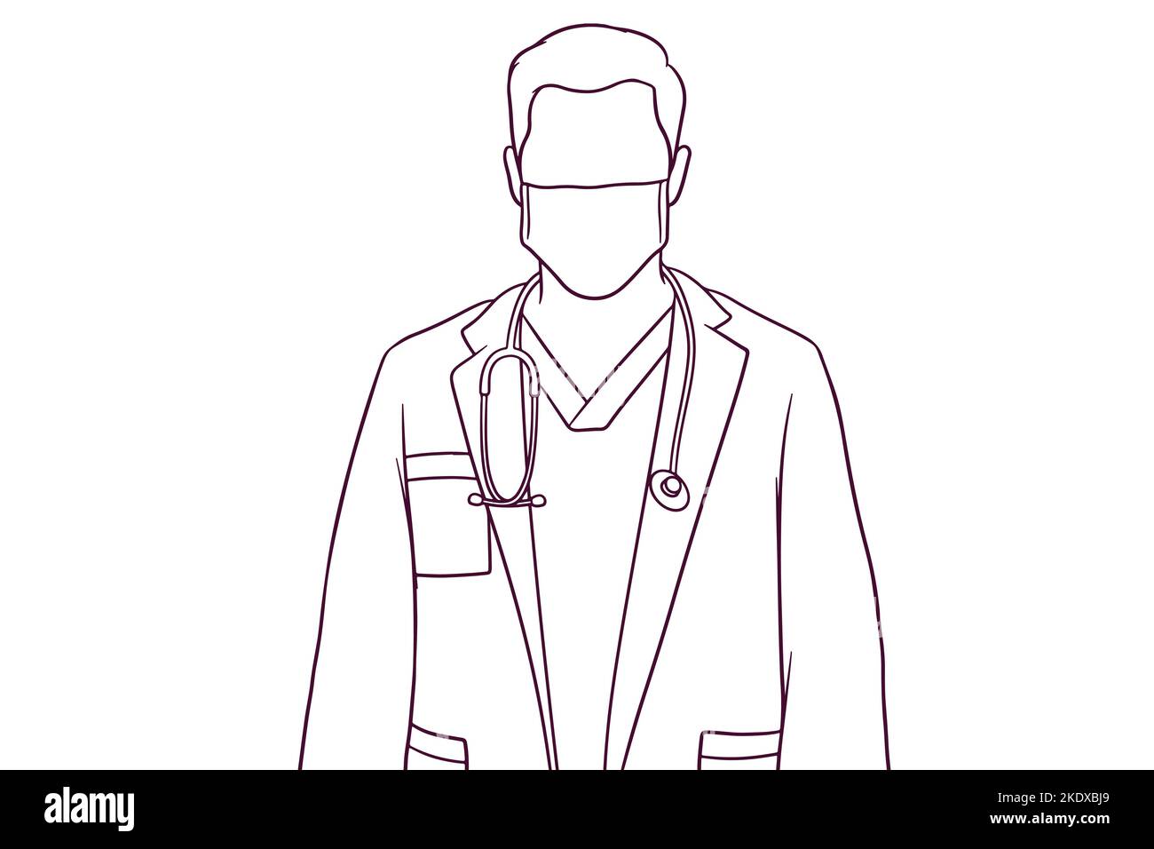 male doctor standing with facial mask and a stethoscope. medical ...