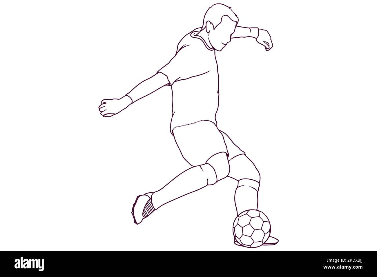 soccer player kicking ball hand drawn style vector illustration Stock ...