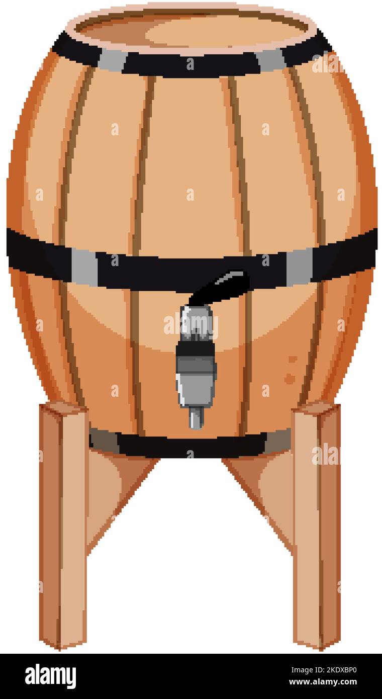 wooden barrel wine cartoon vector illustration Stock Vector Image & Art ...
