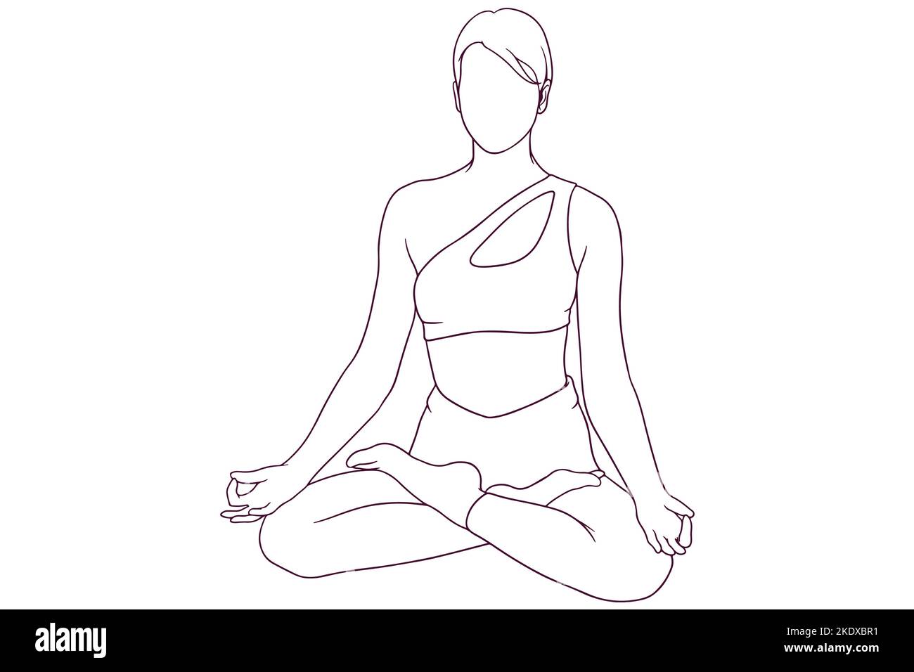 young girl doing yoga hand drawn style vector illustration Stock Vector ...