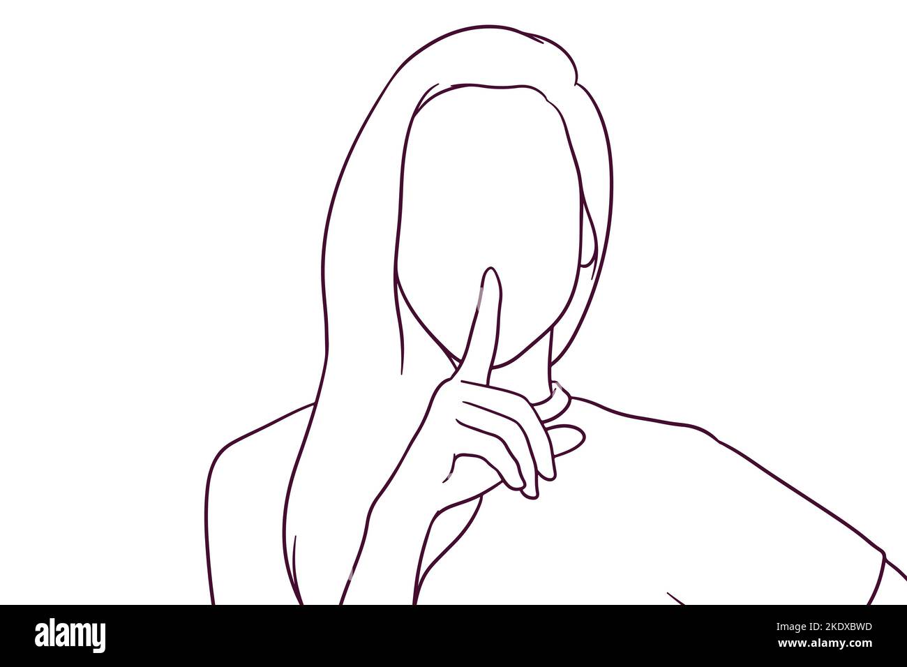 young beautiful women showing silent gesture. privacy concept. hand ...