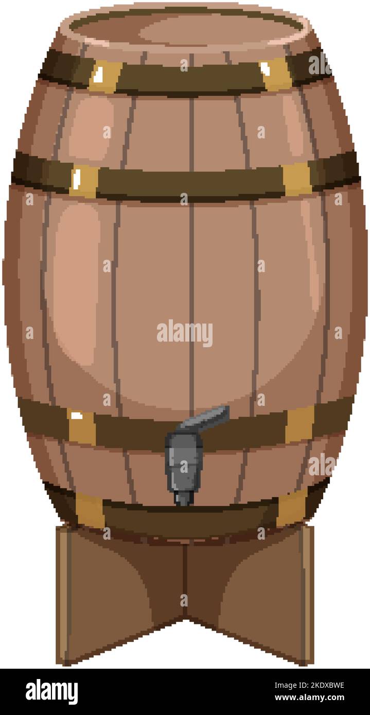 vintage barrel wine cartoon vector illustration Stock Vector Image ...
