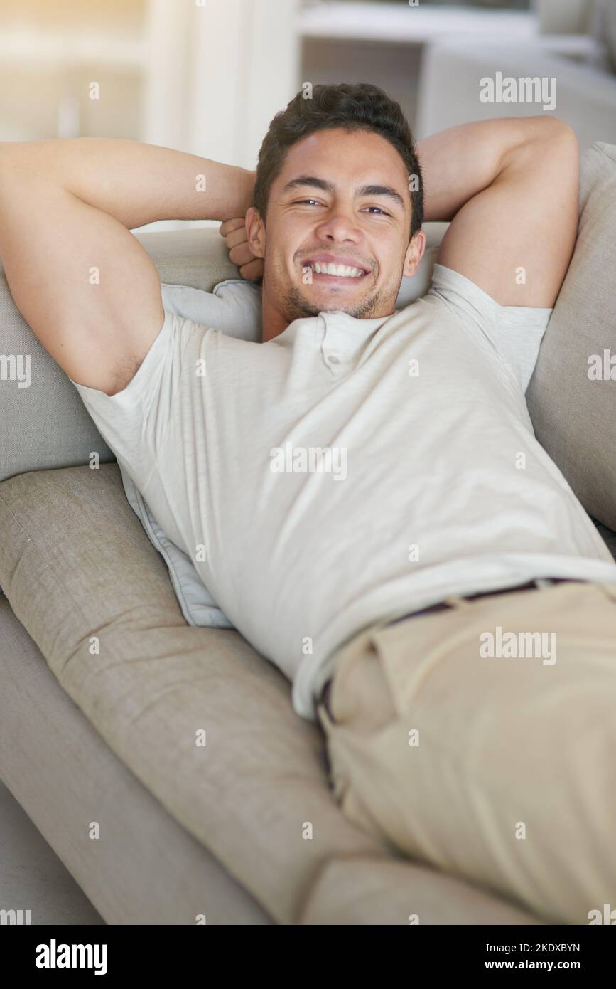 Man relaxing happy content hi-res stock photography and images - Alamy
