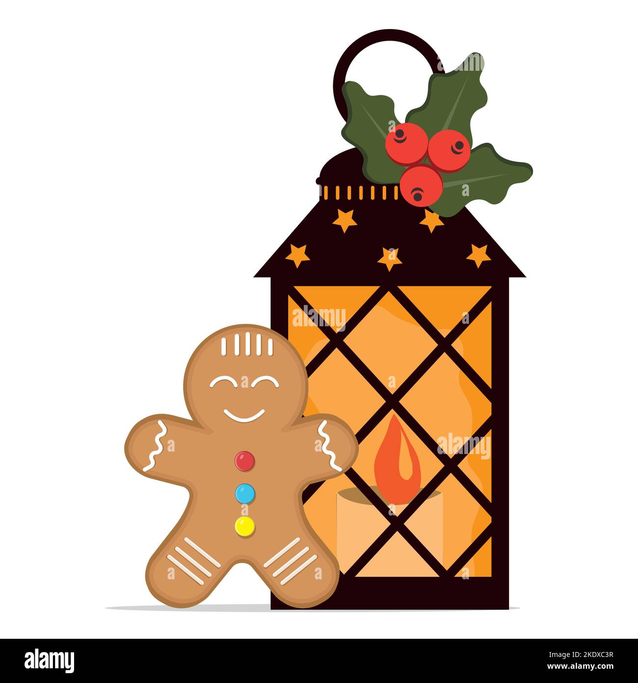 Christmas ginger man on the background of a street interior lamp ...