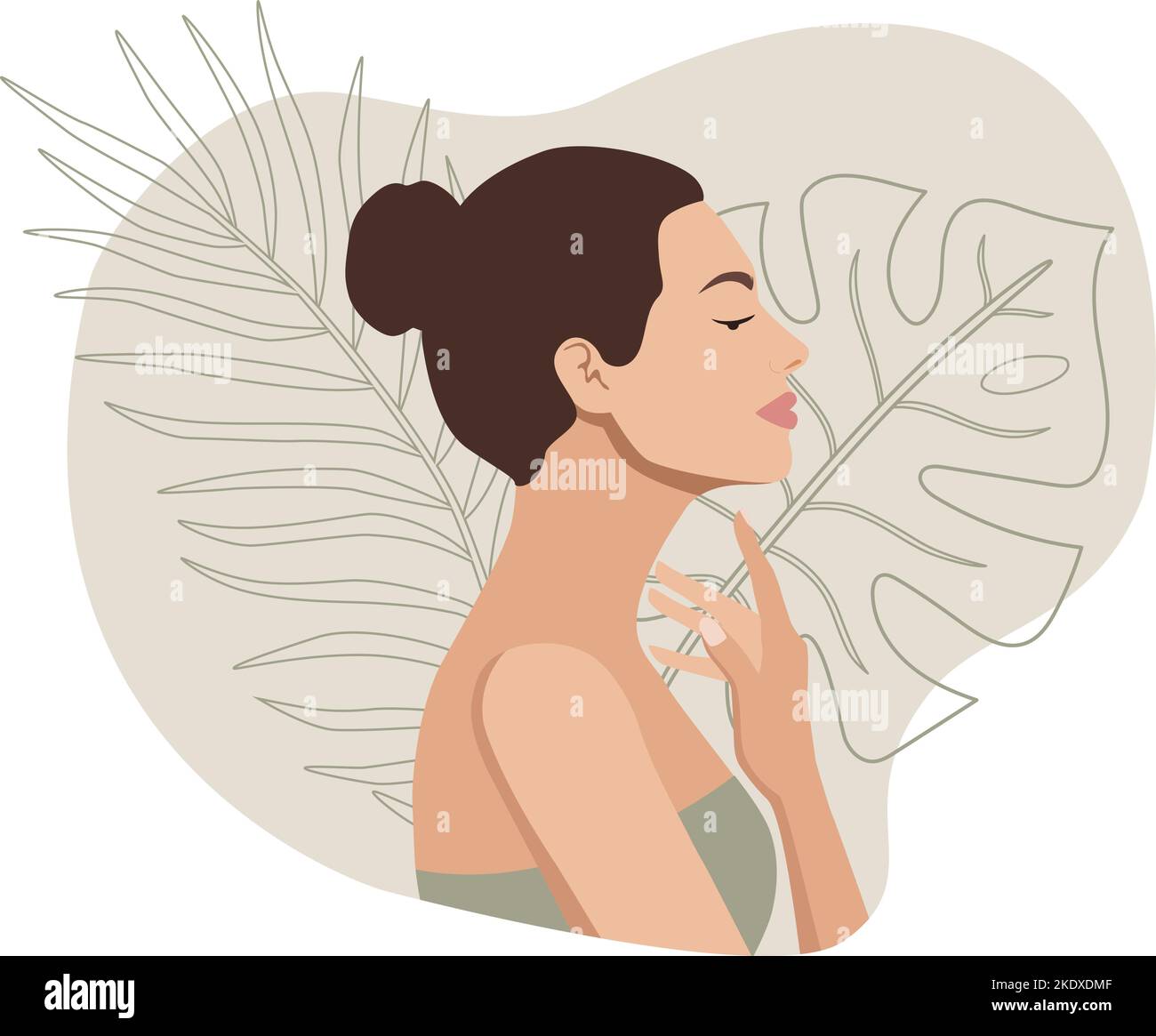Beautiful woman touching her neck Stock Vector Image & Art - Alamy