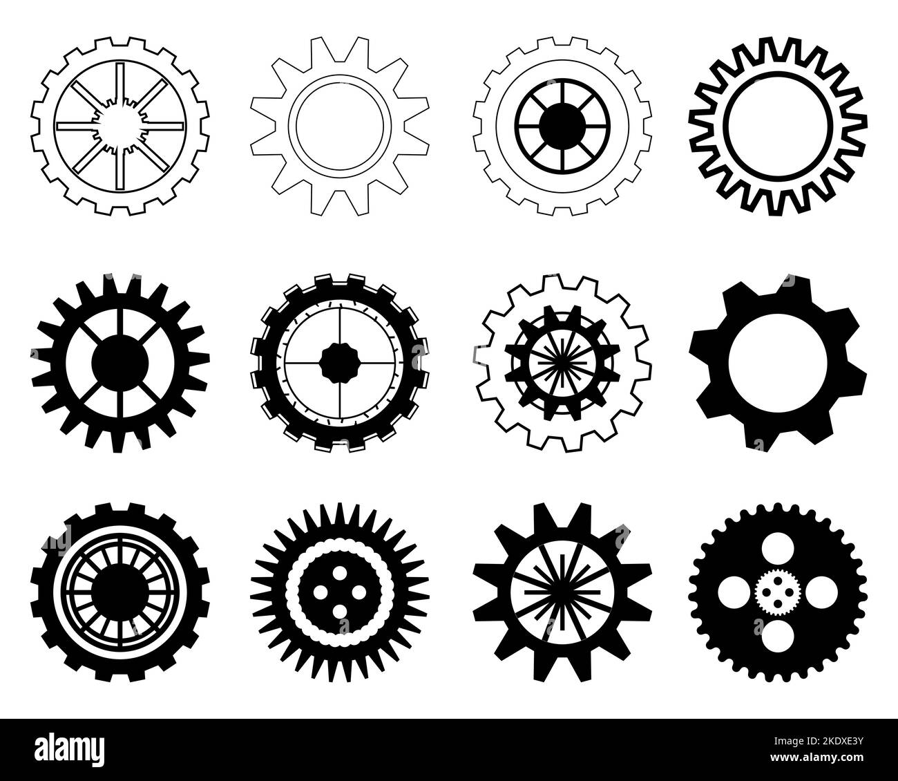 Set of icon element decorative gear wheel engineering factory graphic ...