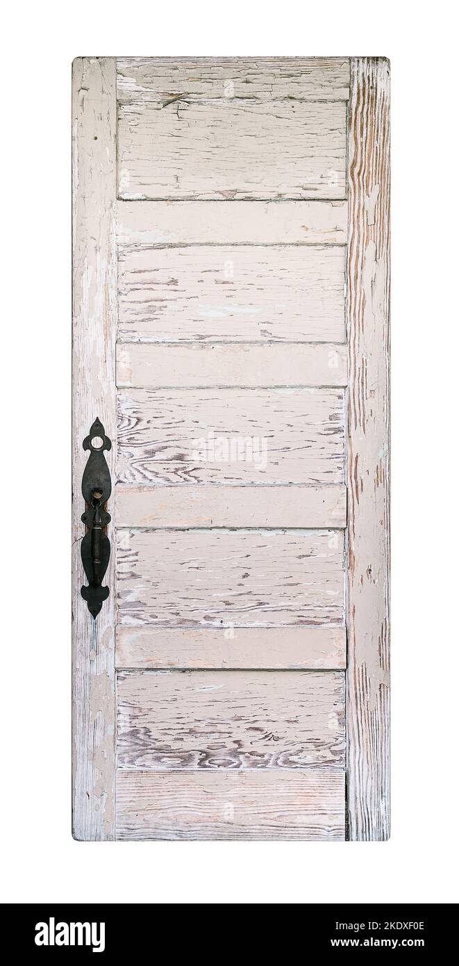 White, wooden, distressed door. Farmhouse style. Isolated on white ...