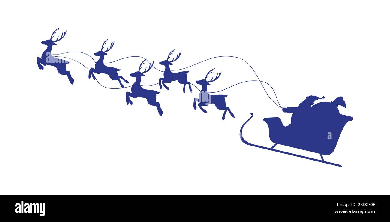 Animation santa sleigh reindeer silhouette hi-res stock photography and ...