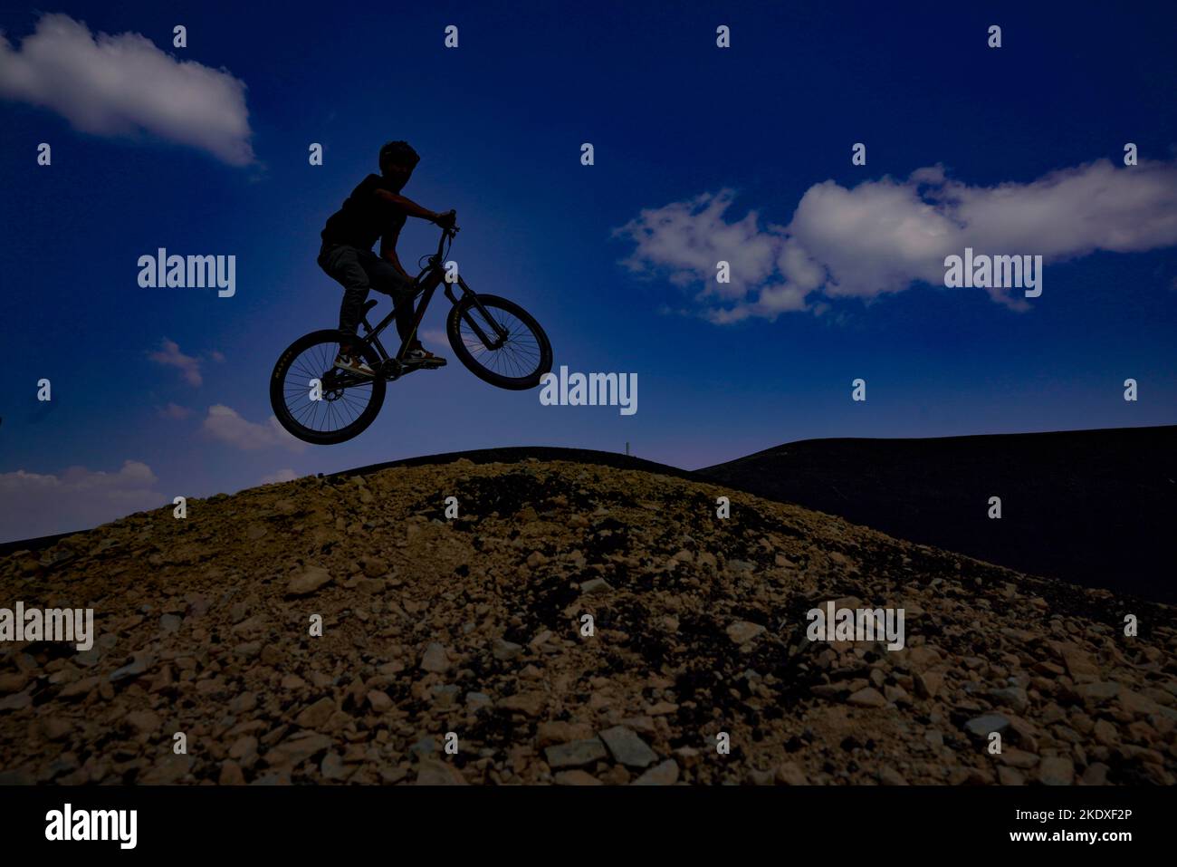 Kathmandu, Nepal. 9th Nov, 2022. Mountain bikers perform stunts on ...