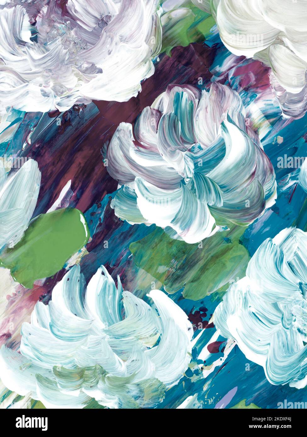 Abstract flowers, original hand drawn, impressionism style, color ...