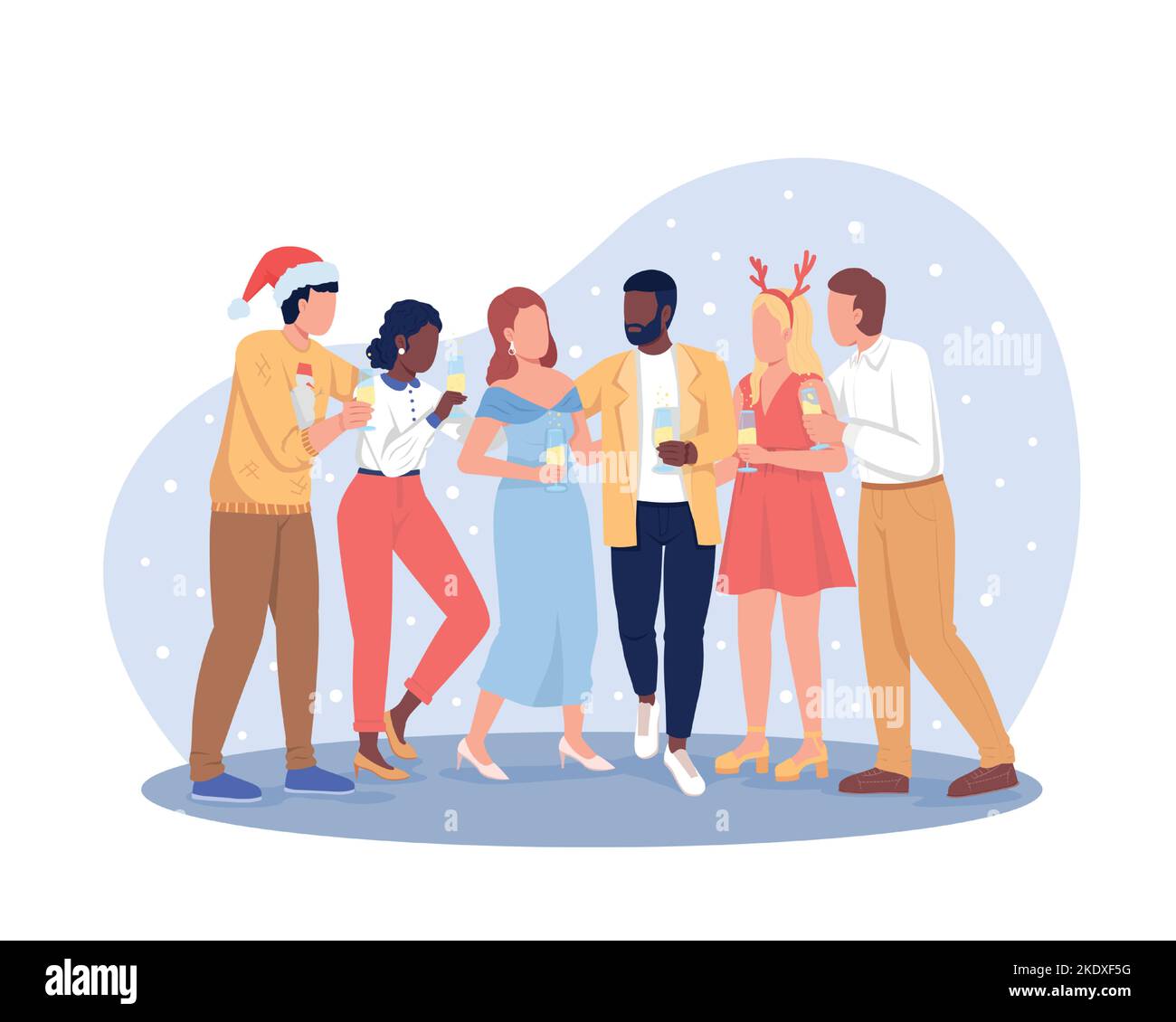 Friends celebrating Christmas 2D vector isolated illustration Stock ...