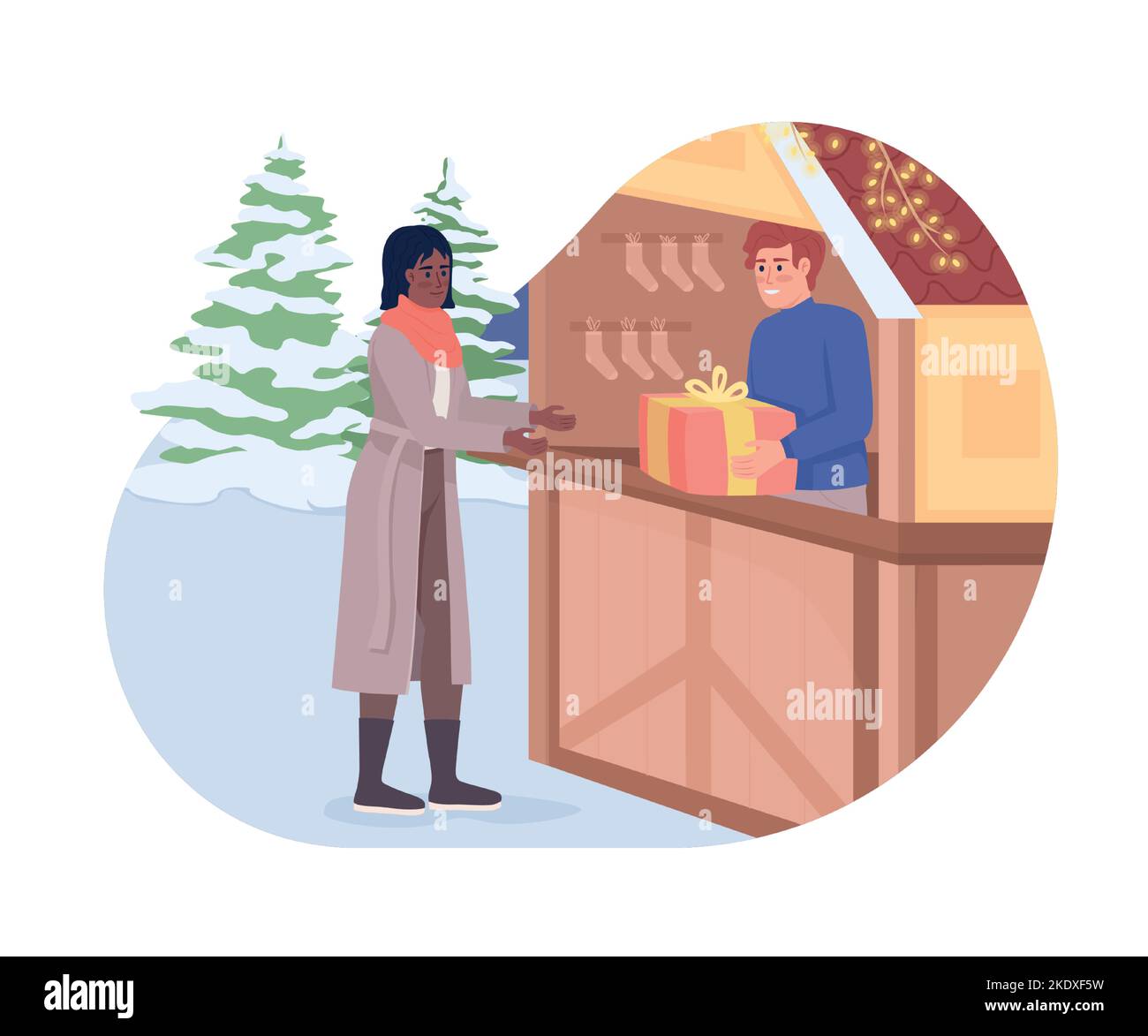 Buying presents 2D vector isolated illustration Stock Vector Image ...