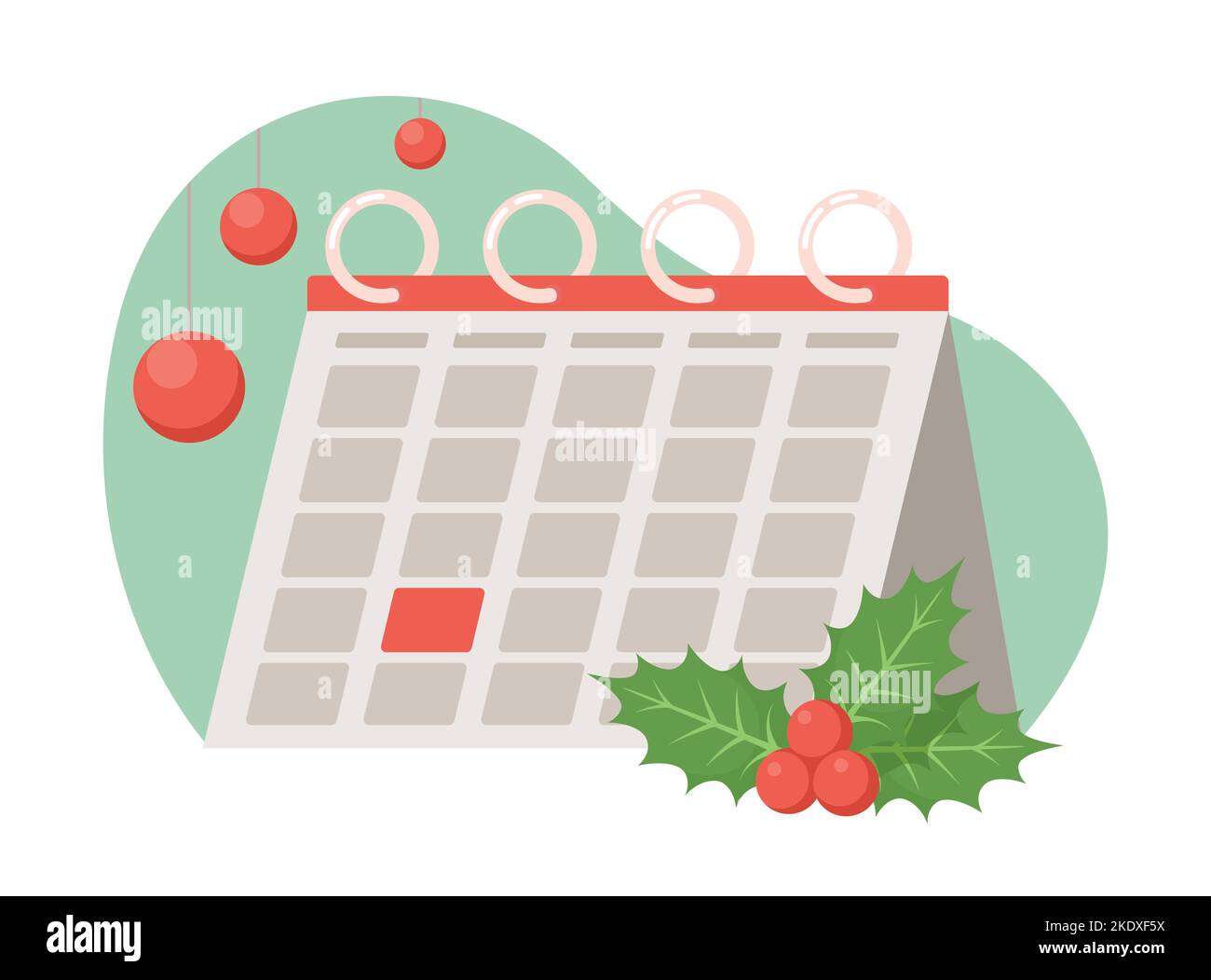 Christmas calendar 2D vector isolated illustration Stock Vector Image ...