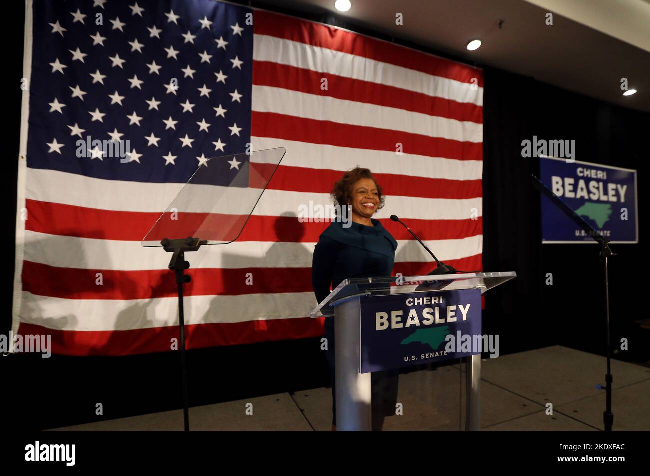 Raleigh, North Carolina, USA. 9th Nov, 2022. Democrat Cheri Beasley ...