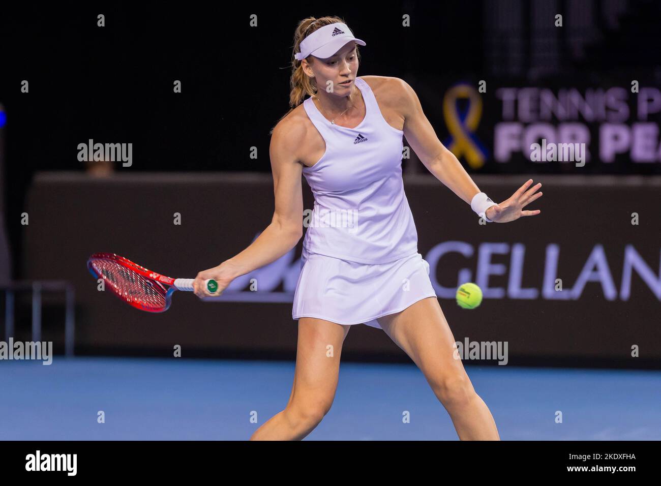 Glasgow, Scotland 8th November 2022. Elena Rybakina of Kazakhstan plays ...