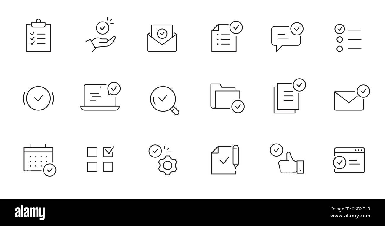 Document check, quality control line icon. Quality certificate ...