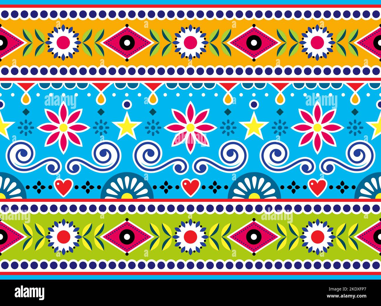 Pakistani and Indian seamless vector pattern, jingle truck art design ...