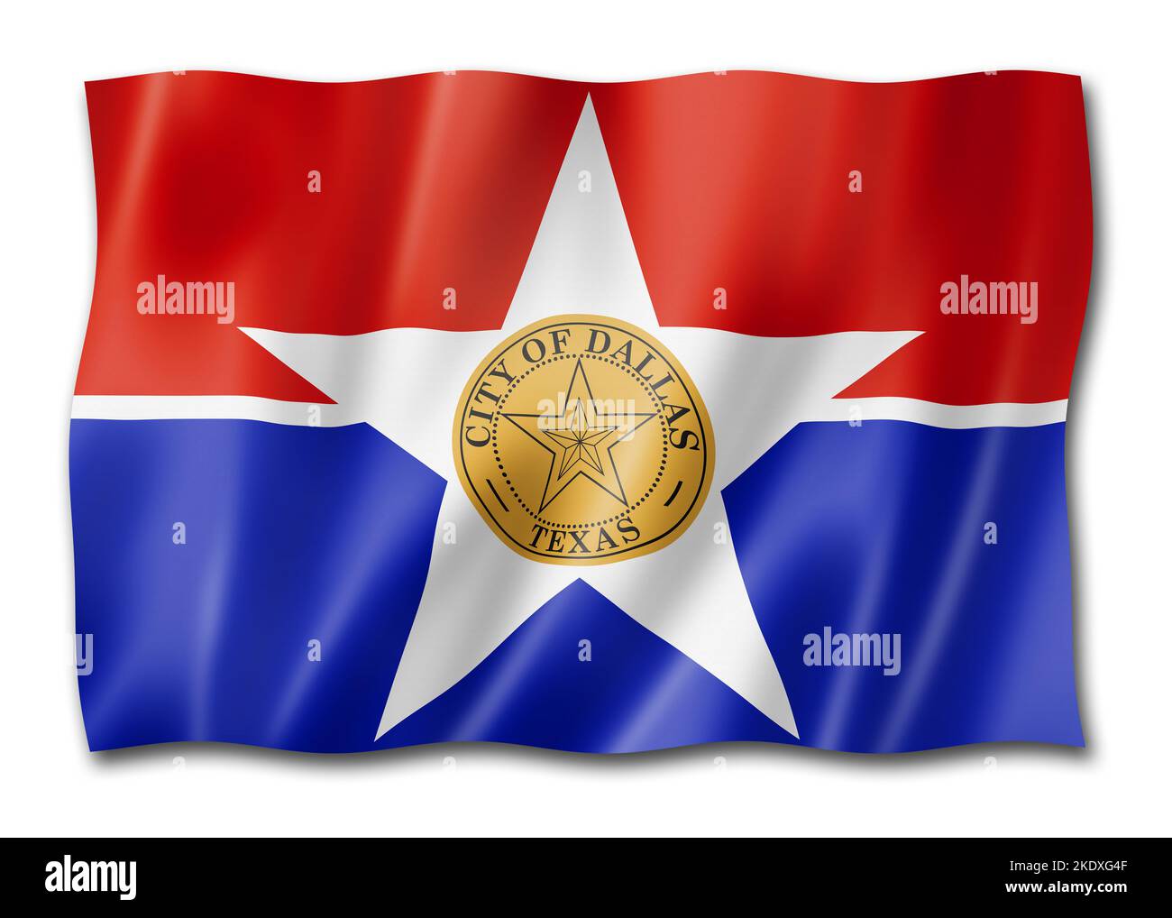 Dallas city flag, Texas. United states waving banner collection. 3D ...