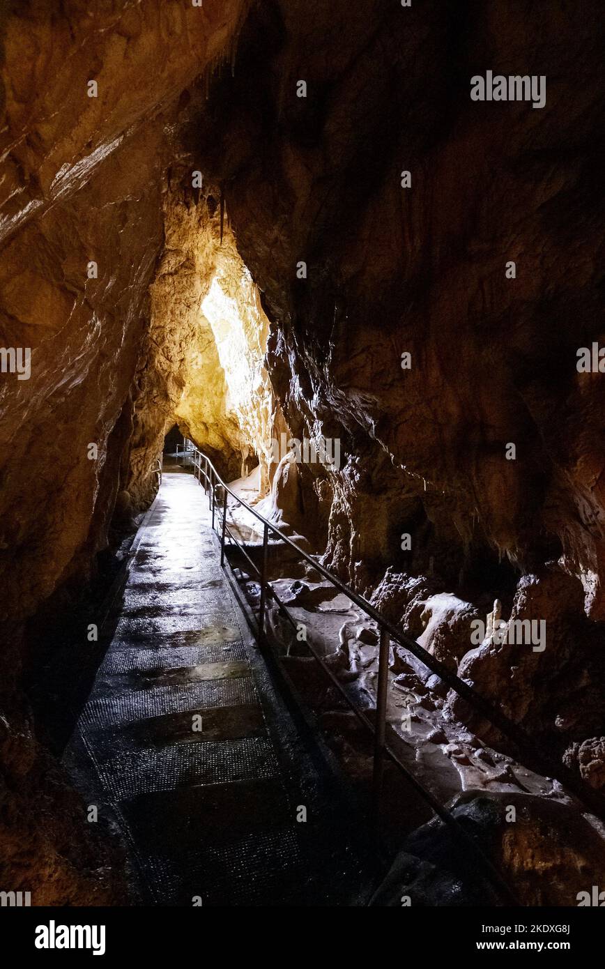 spectacular stalagmites and stalactites formations. scene inside one of ...