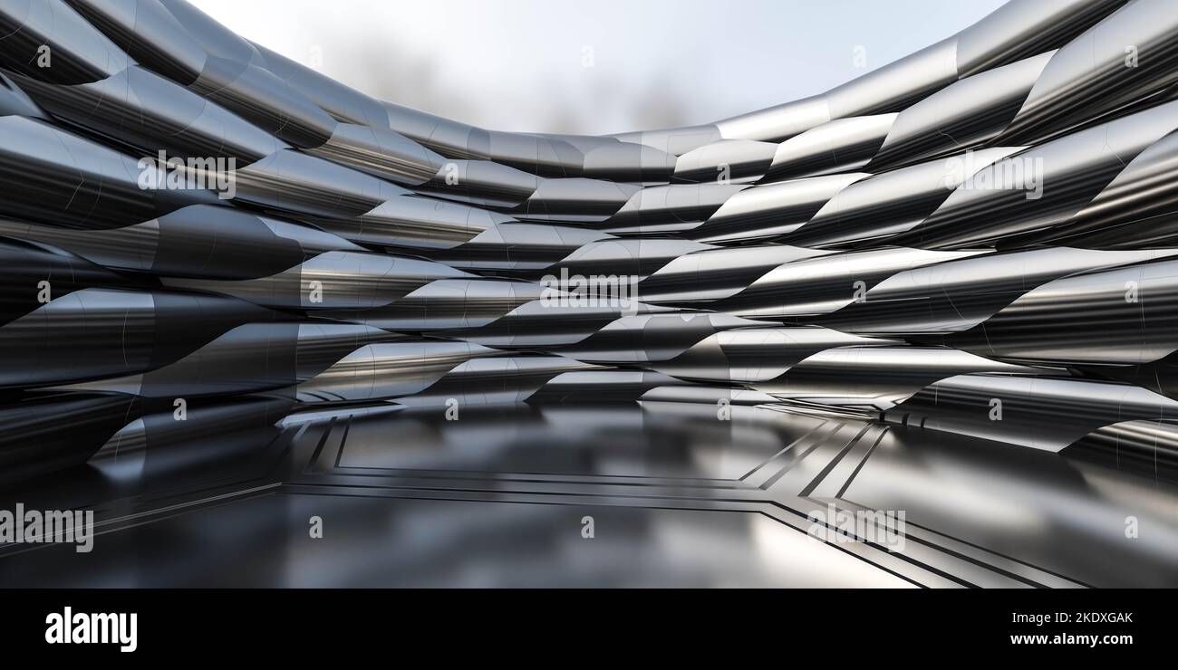 metallic walls abstract environment with sky 3d render illustration ...