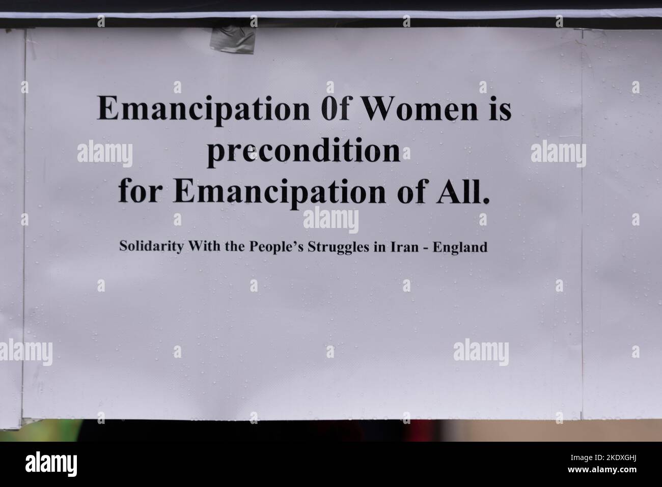 Protest message against Iran regime. Emancipation of women is ...