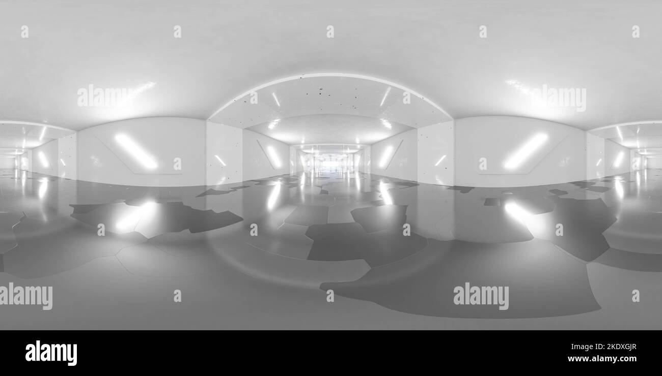 360 degree full panorama environment map of white basement underground ...