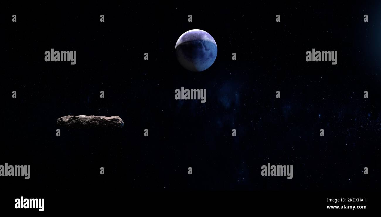 Oumuamua, interstellar object, orbiting in the outer space near a ...