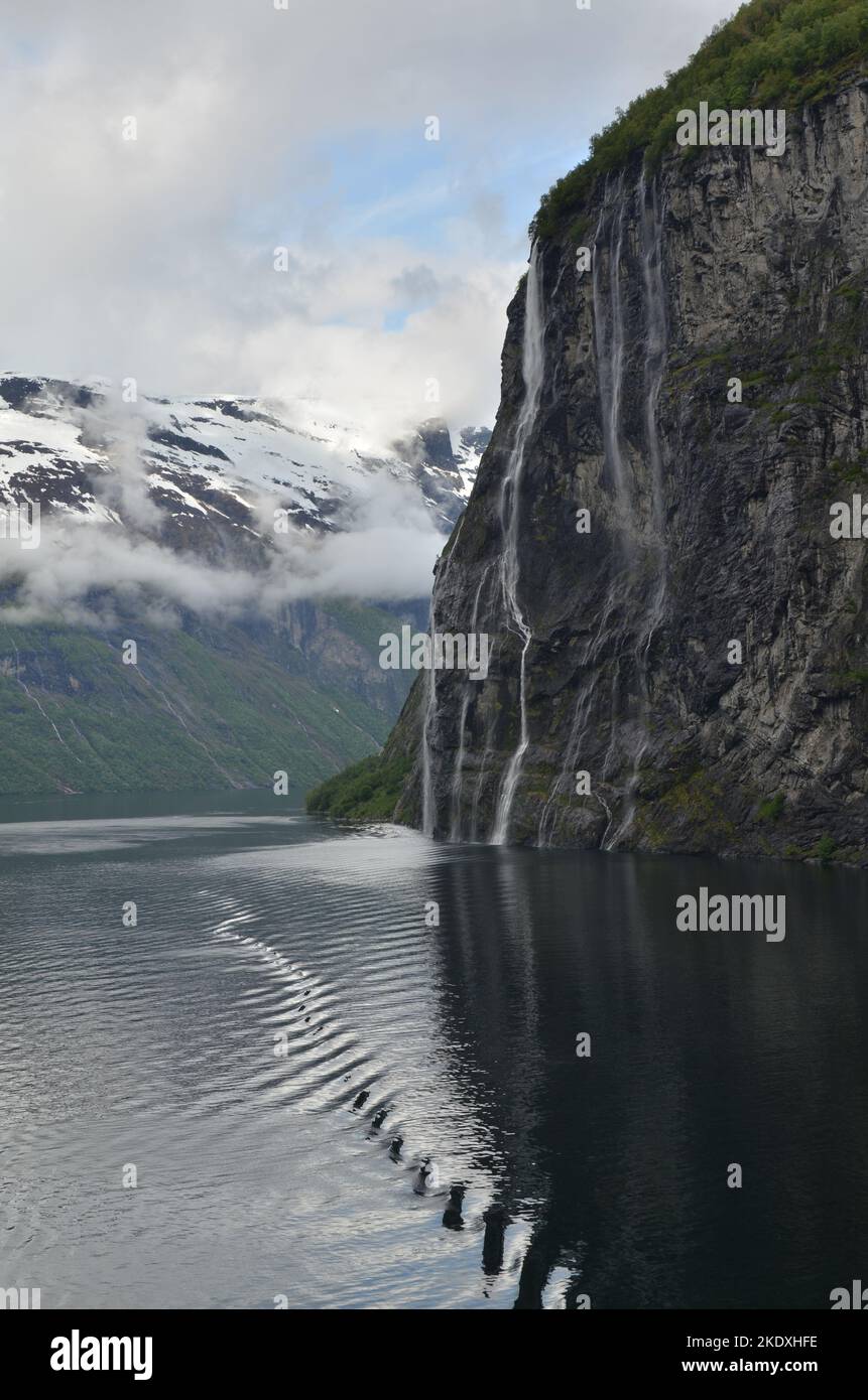 geirangerfjord norway beautyful scenery Mountains Ocean green Stock ...