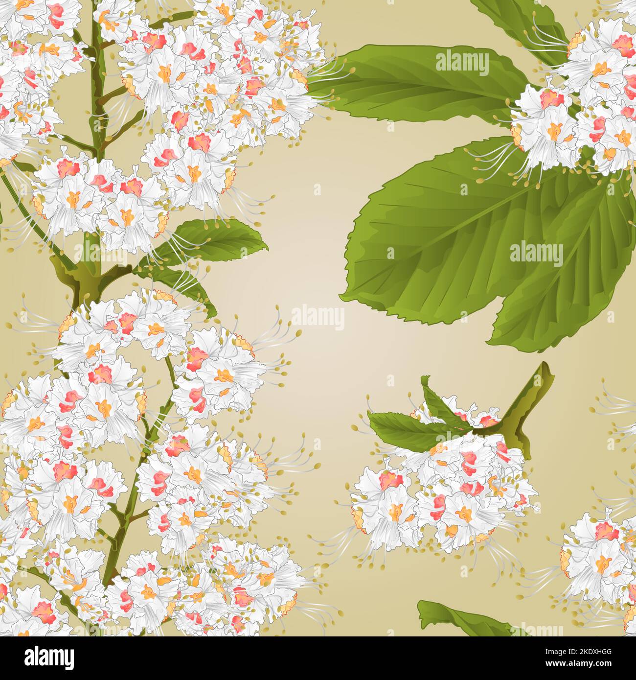 Seamless texture Chestnut tree flowers with leaves spring background ...