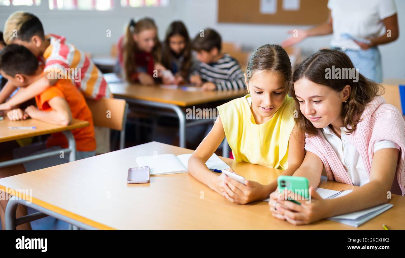 Girls studying subjects in school Stock Photo - Alamy