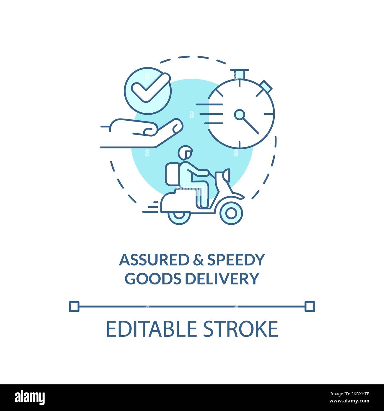 Assured and speedy goods delivery turquoise concept icon Stock Vector ...