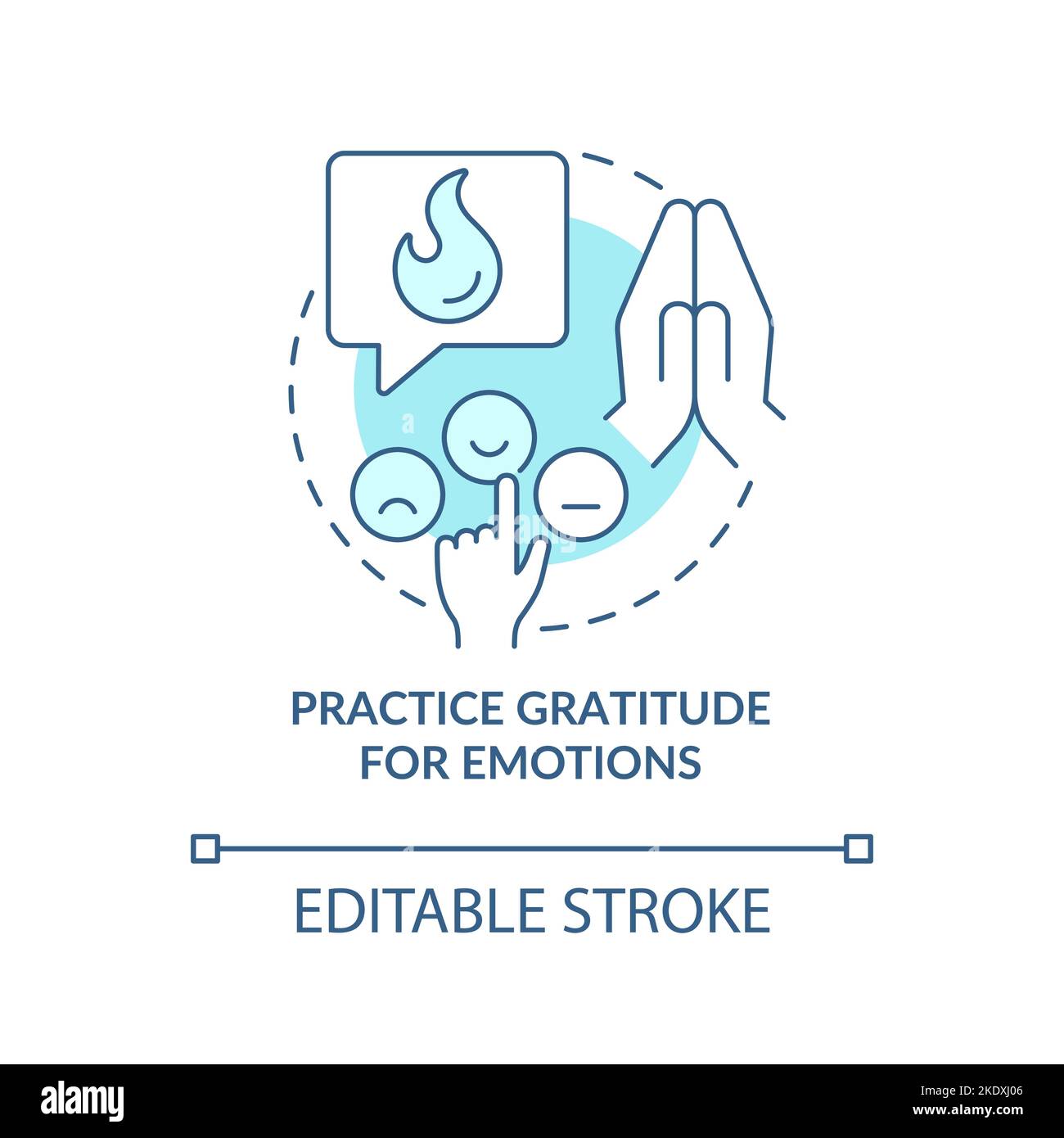 Practice gratitude for emotions turquoise concept icon Stock Vector ...