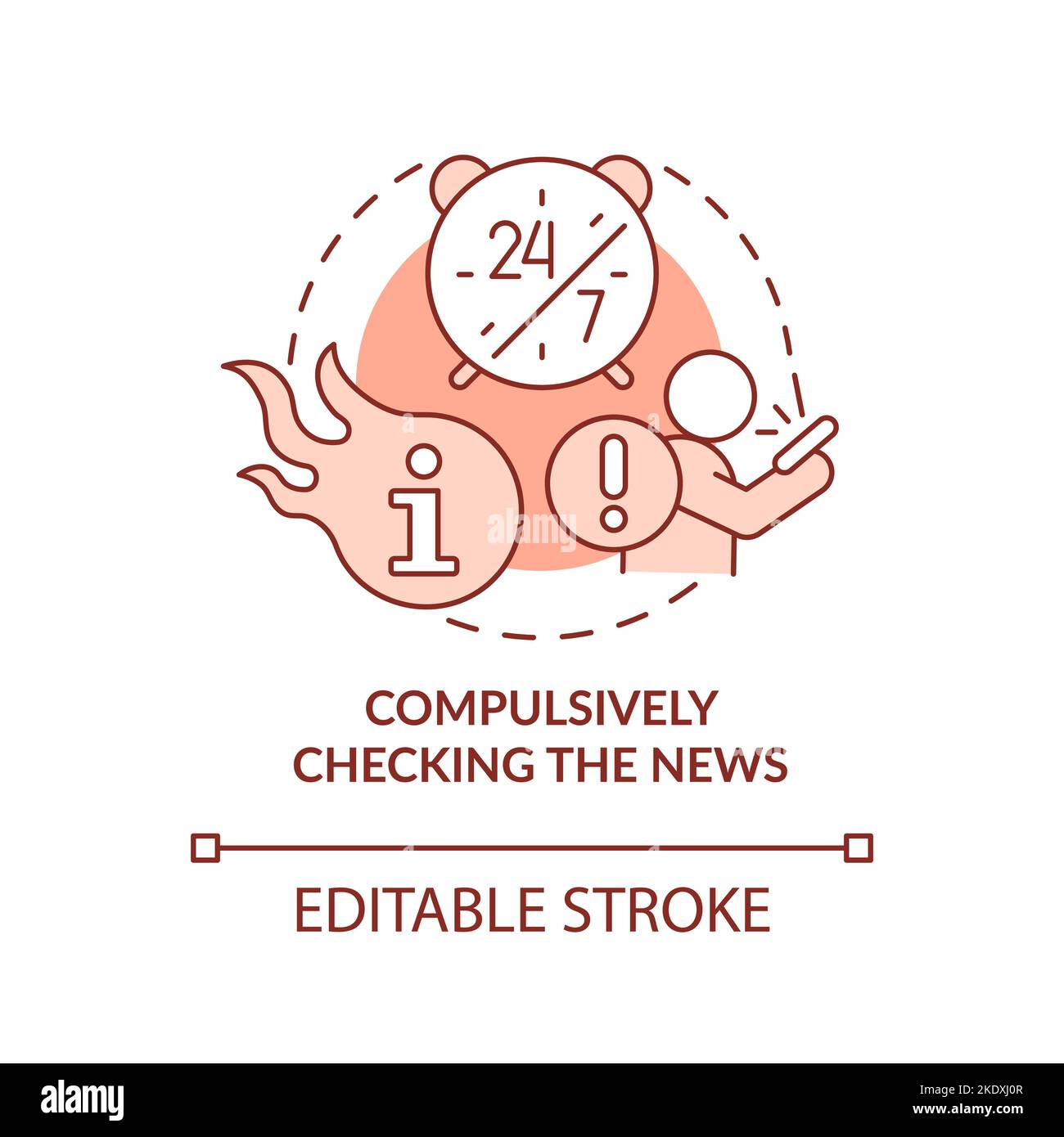 Compulsively checking news red concept icon Stock Vector Image & Art - Alamy