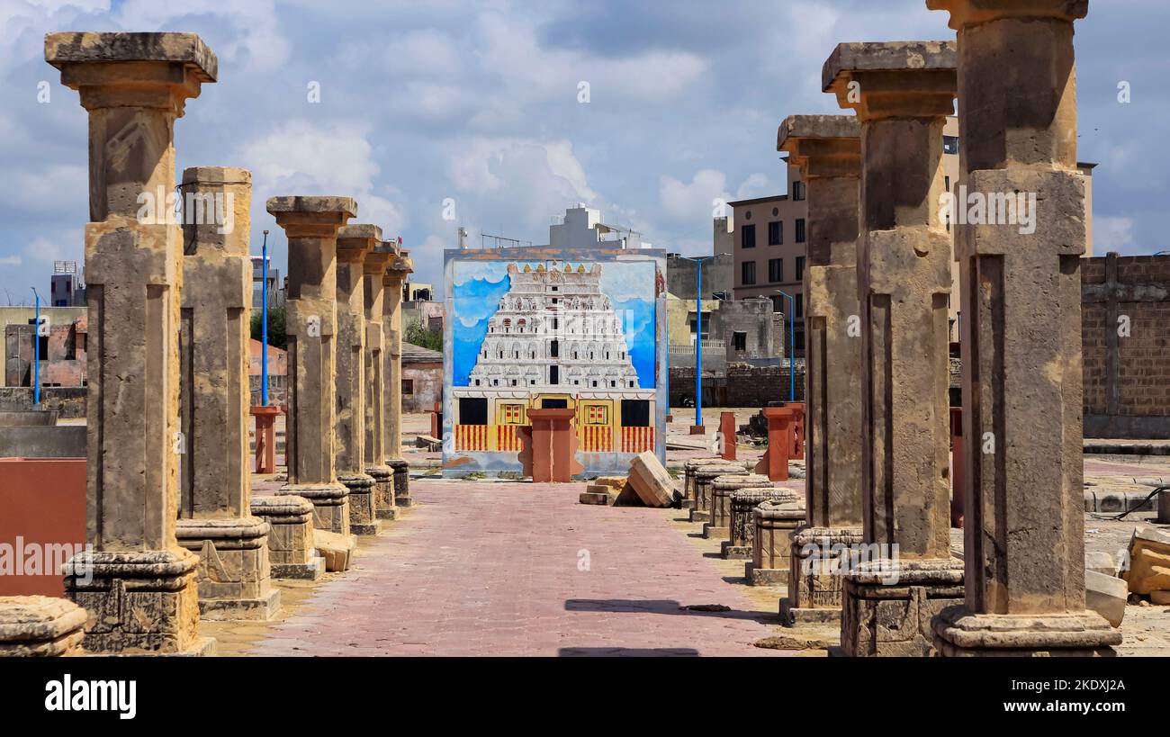 View of Painting of Rameshwaram Temple on Dwarka Beach, Dwarka, Gujarat ...