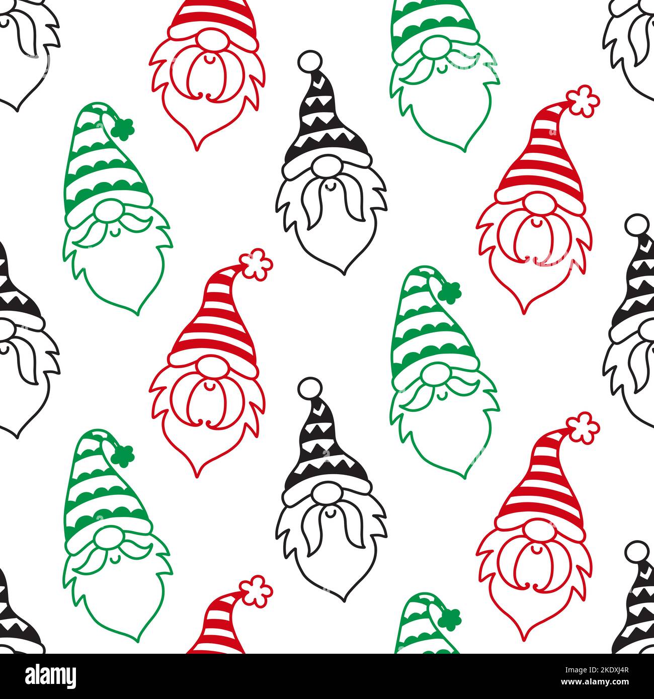 Vector Merry Christmas Gnome Seamless Pattern Stock Vector Image & Art ...