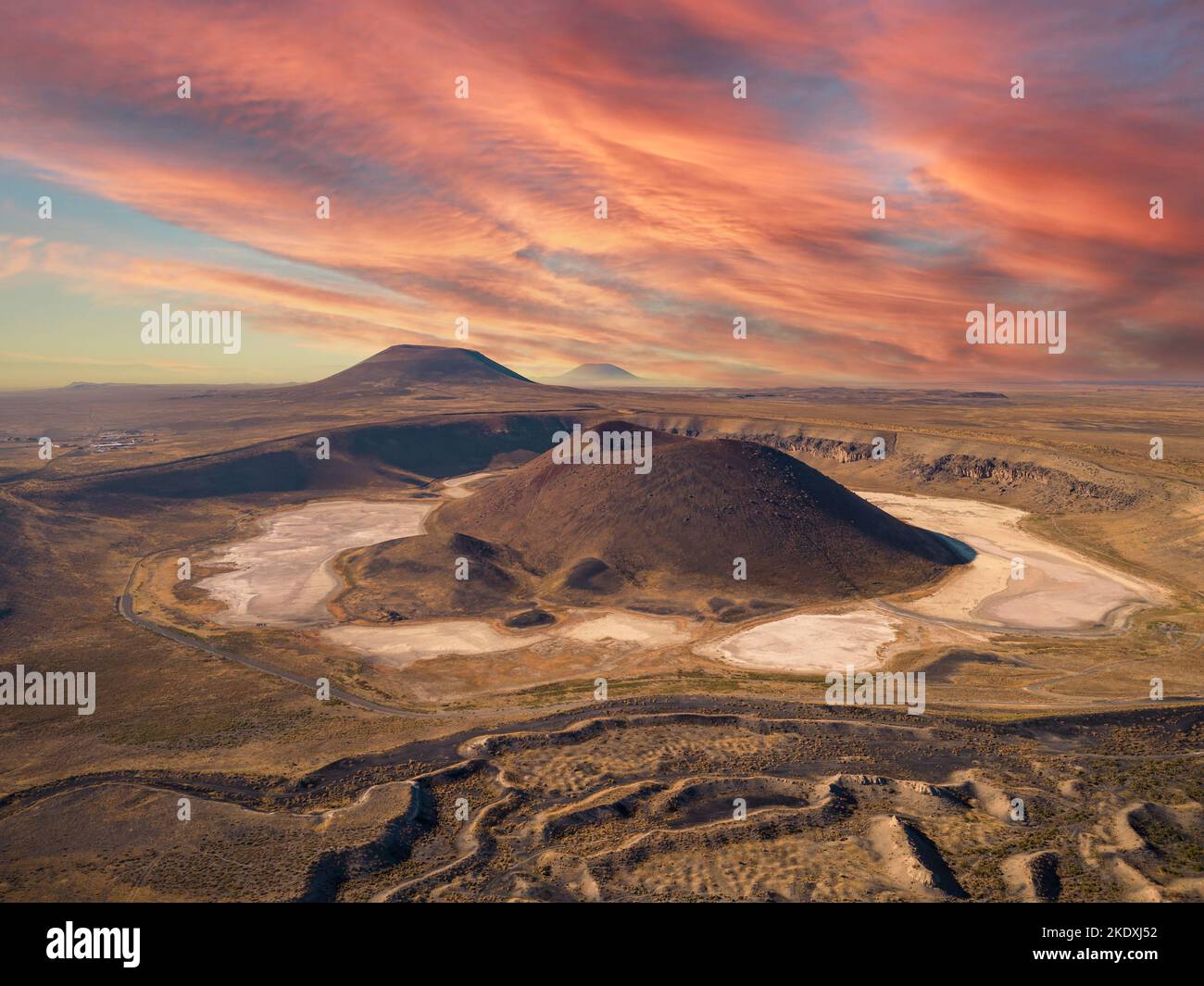 Aerial view of Meke lake with Meke mountain in the background at ...