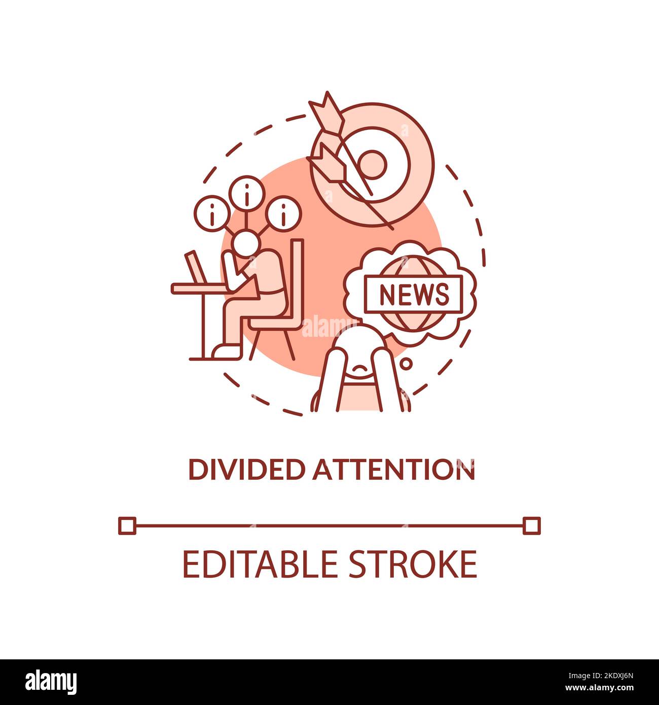 Divided attention red concept icon Stock Vector Image & Art - Alamy