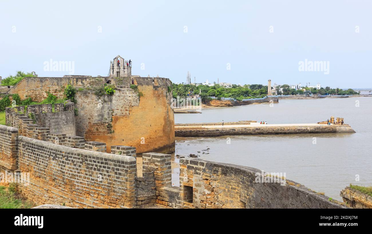 DIU, INDIA, September 2022, Tourist at fortification of Diu Fort Stock ...