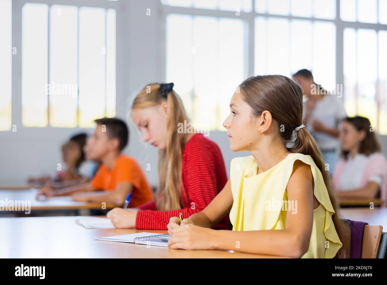 Girls studying subjects in school Stock Photo - Alamy