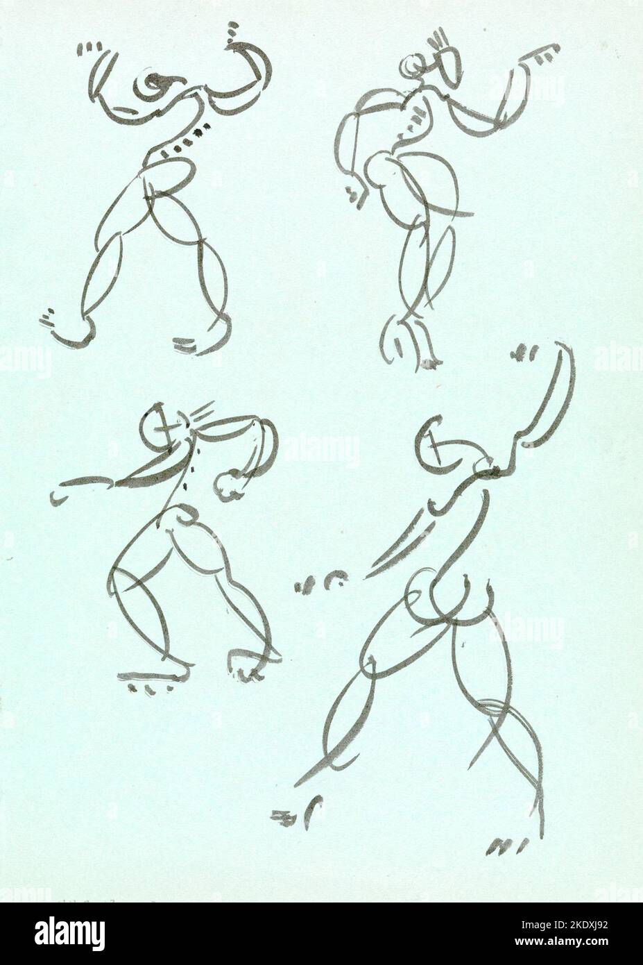 Henri Gaudier-Brzeska - Four Studies of Dancing Figures - 1919 - 1915 ...