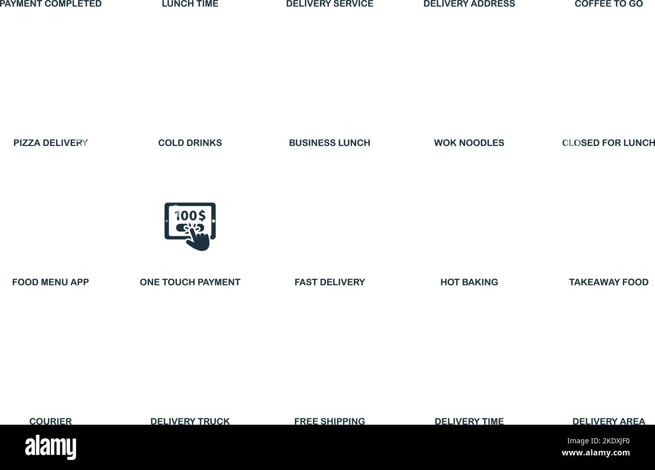 One Touch Payment icon. Monochrome simple Food Delivery icon for ...