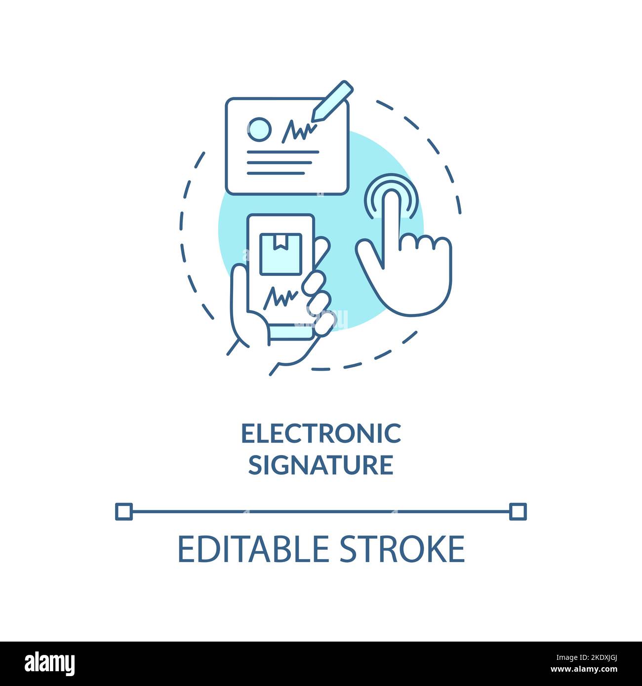 Electronic signature turquoise concept icon Stock Vector Image & Art ...