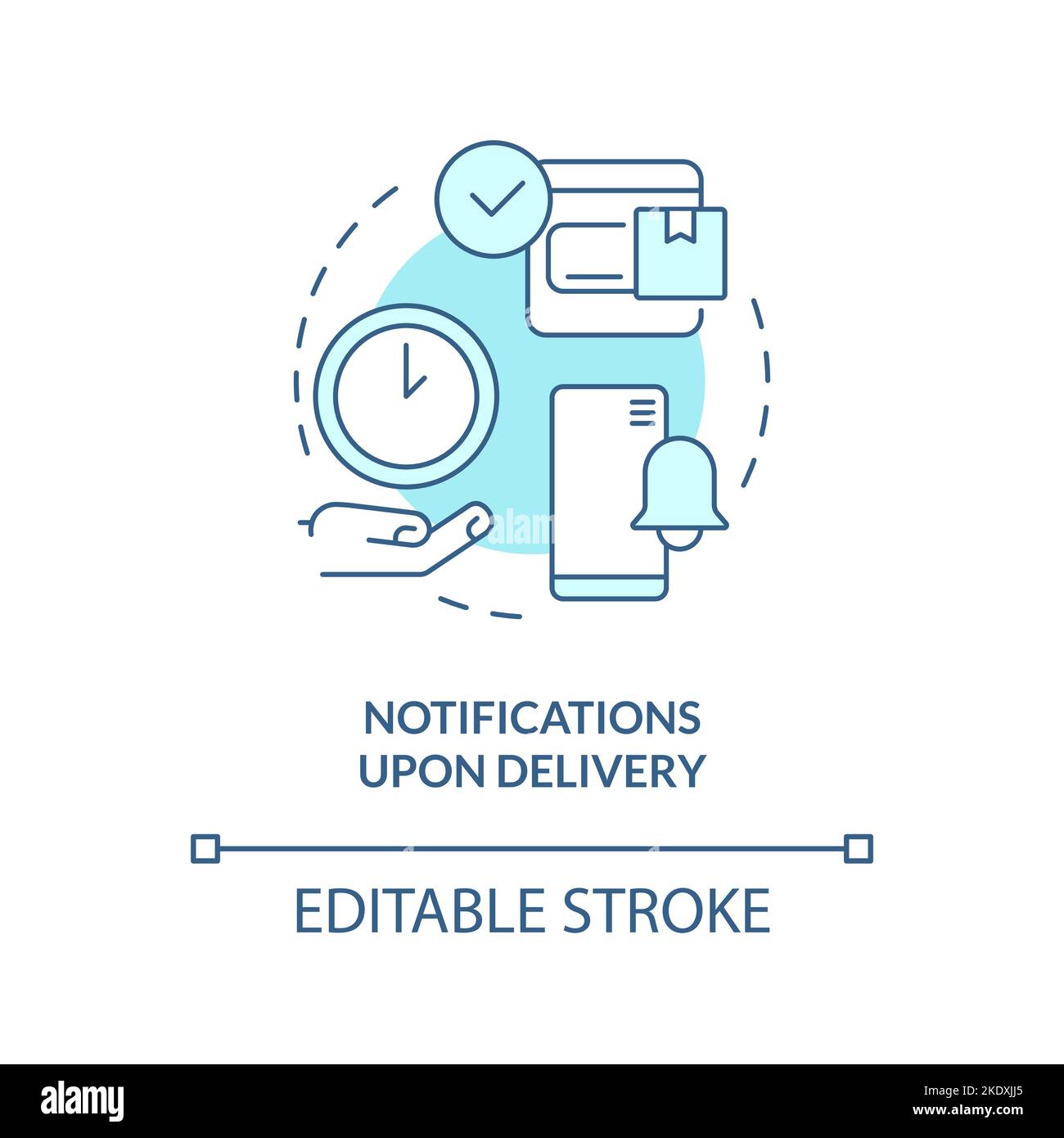 Notifications upon delivery turquoise concept icon Stock Vector Image ...